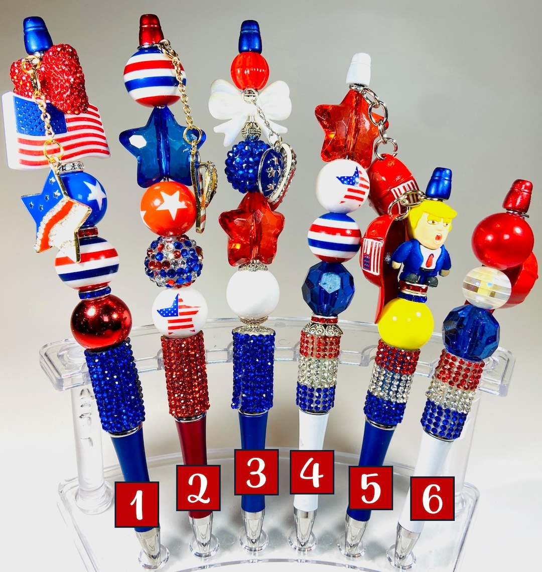 Patriotic Beaded Novelty Pens With Bling, Rhinestones, Gift for ...
