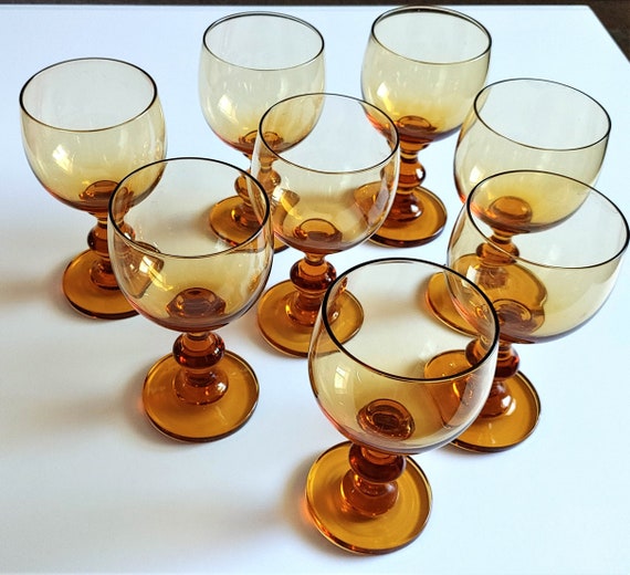 Vintage Amber Goblets Gorgeous 70s Set Of 8 Amber 1960s Etsy