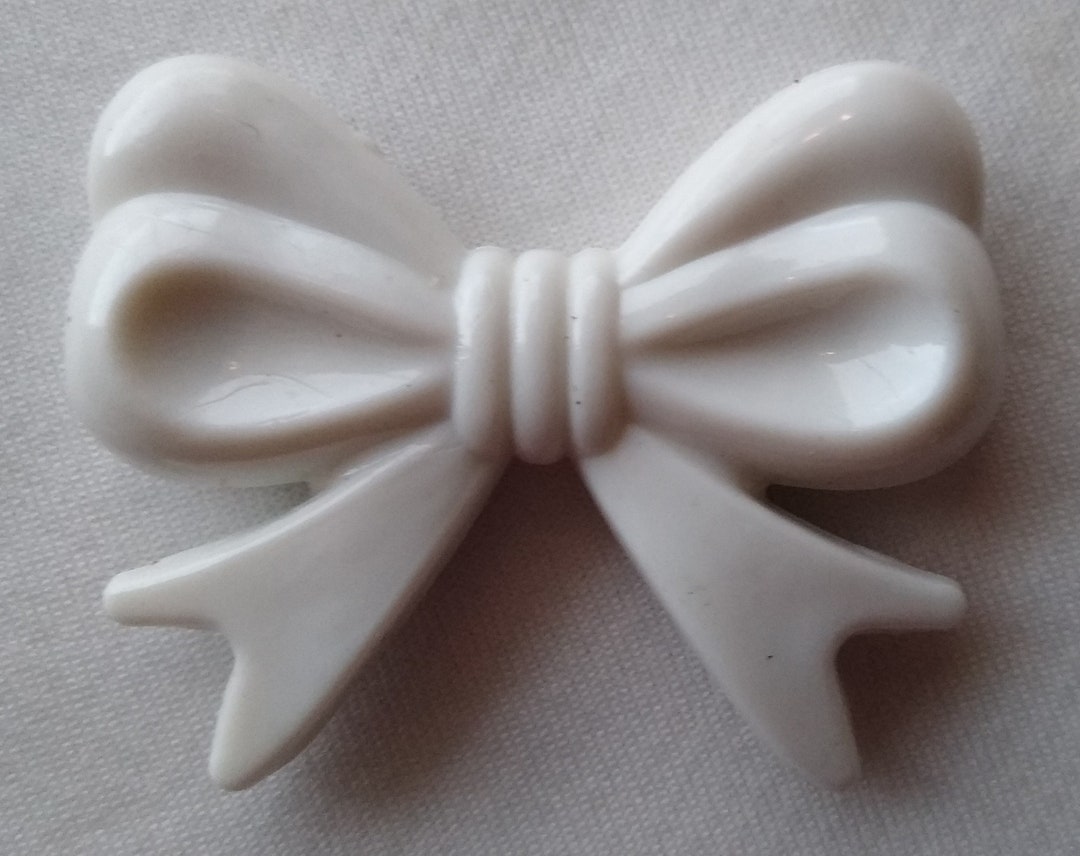 One Bead - Chunky White Bow Bead, Bow Bead, Resin Bead, Plastic Bow ...
