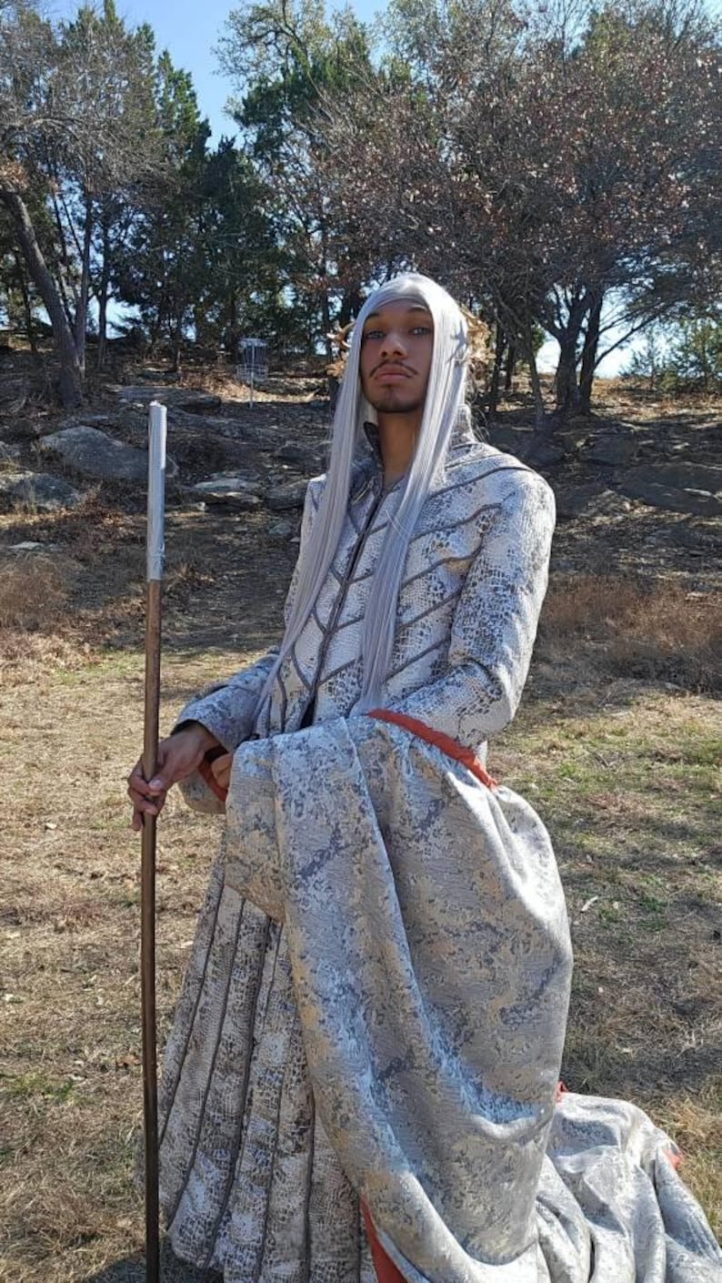 Thranduil Cloak. LOTR Cosplay. Elvenking Robe. Silver Jacquard Cloak ...