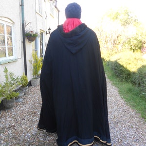 Aro Cloak. Black Hooded Cloak, Fur Trim. - Etsy