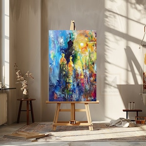 Abstract Oil Painting of Holy Trinity in Golden Robes in Front of ...