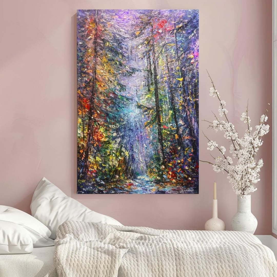 Fantasy Forest Scene Wall Art, Original Painting Beauty of Nature ...