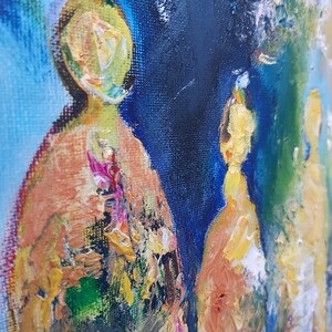 Abstract Oil Painting of Holy Trinity in Golden Robes in Front of ...