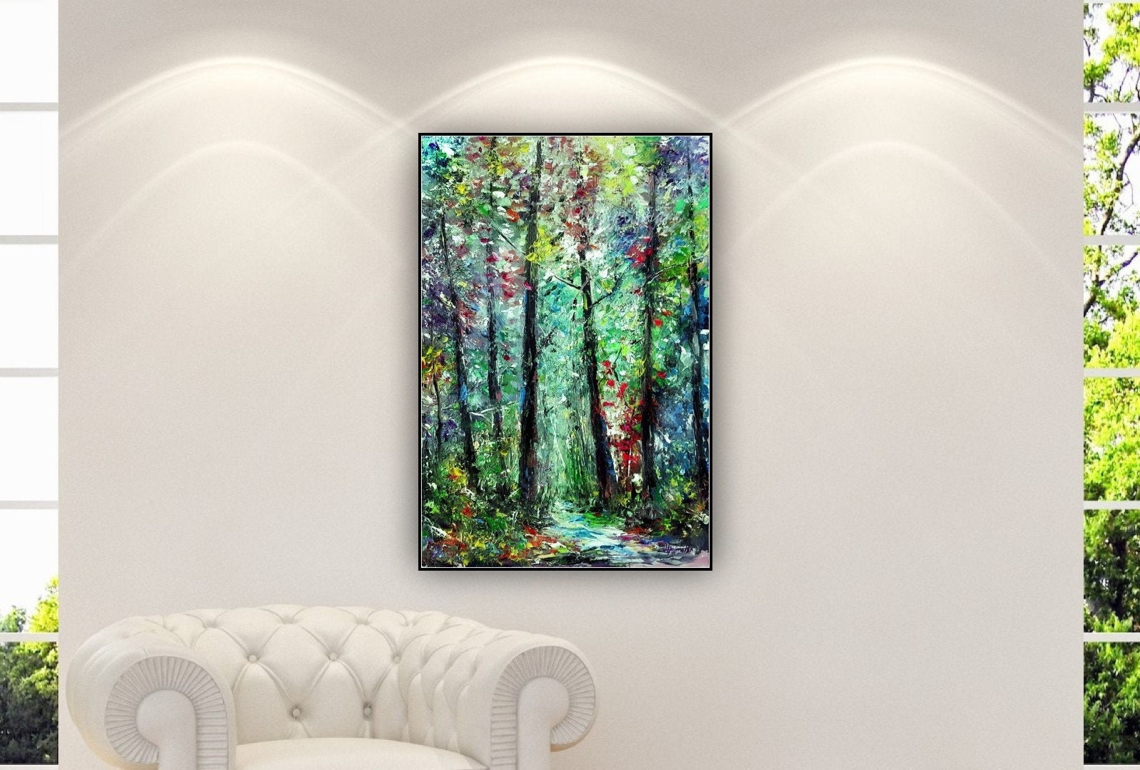Green Forest Path Painting