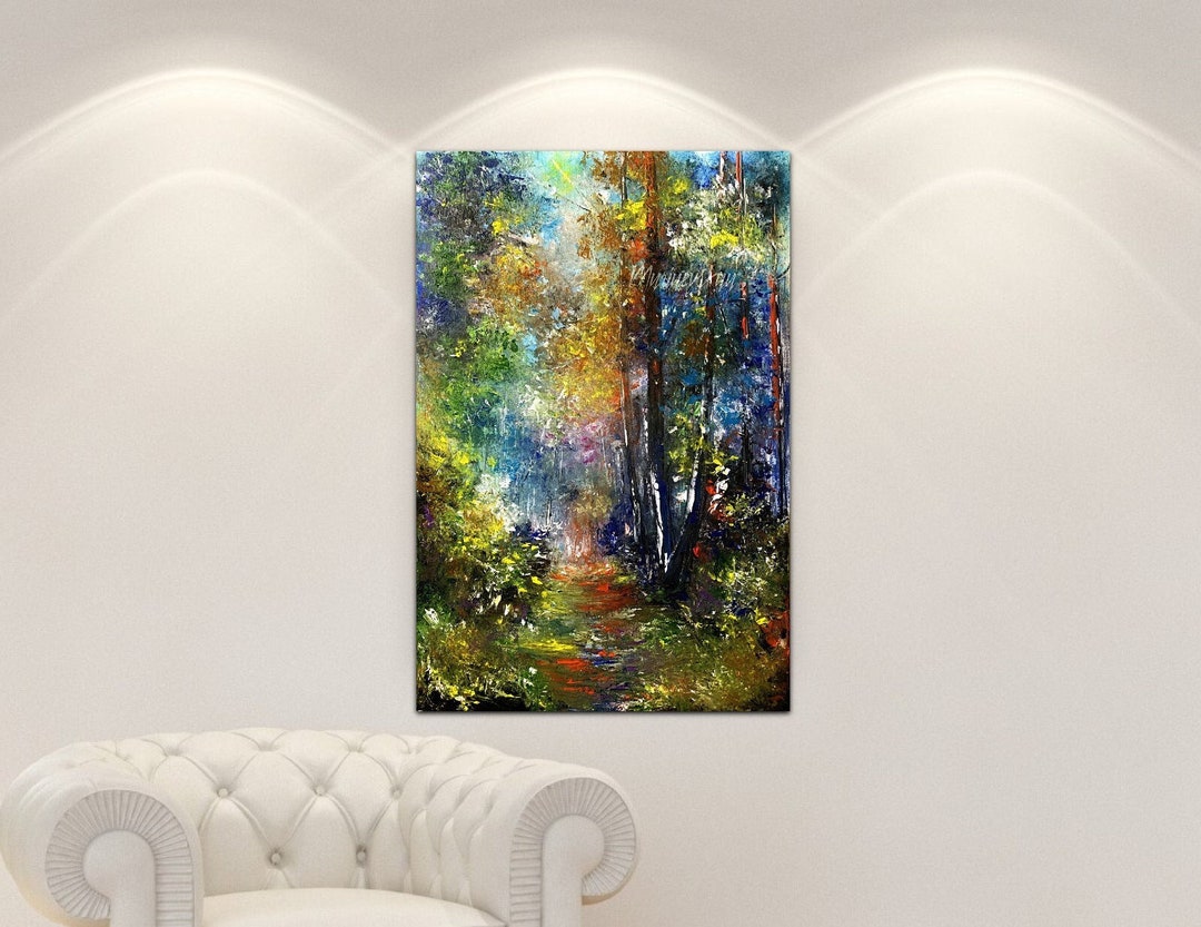 Impressionist Forest Landscape Original Forest Art Autumn Forest Trees ...