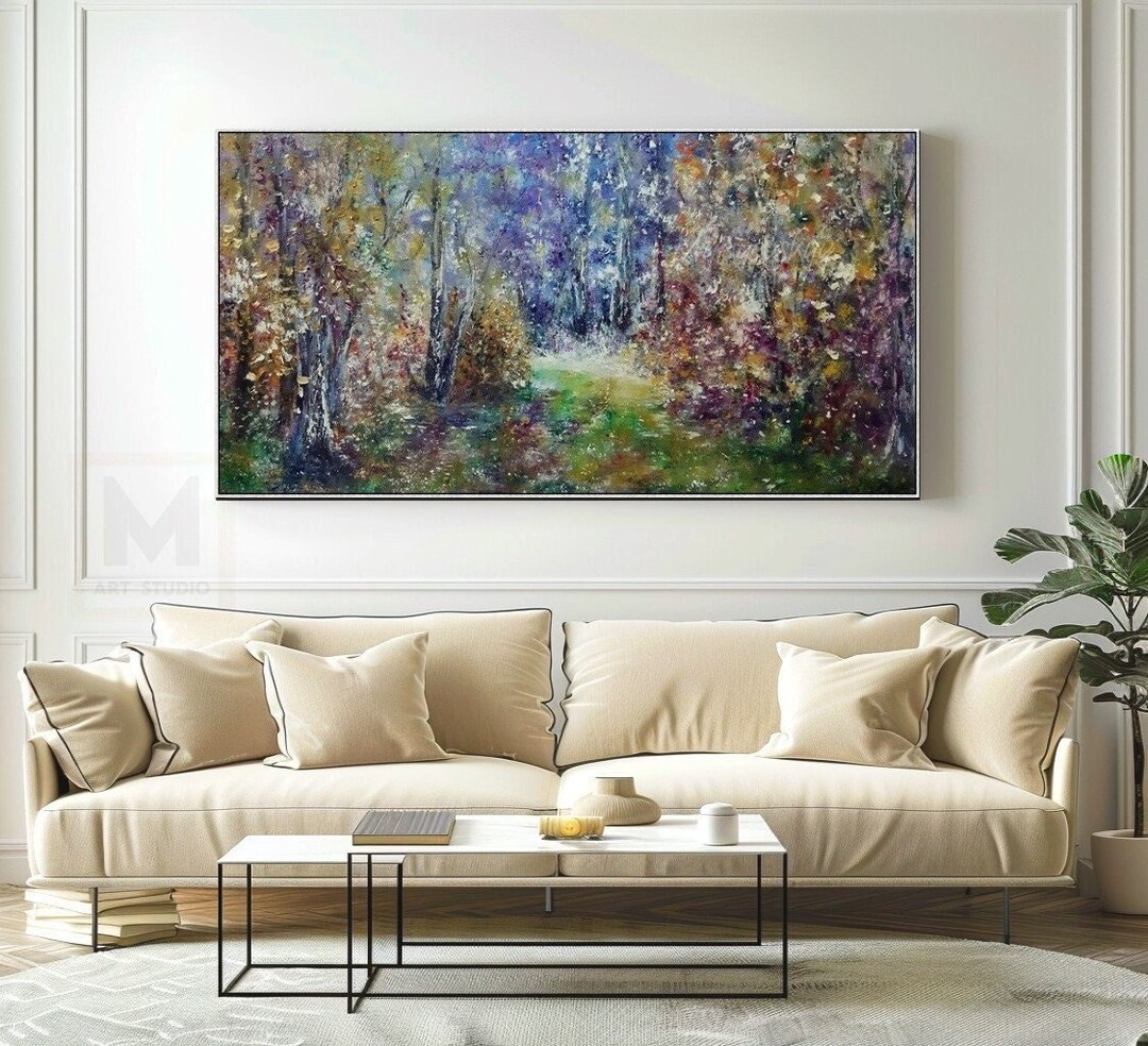 Autumn Forest in Abstract Impressionism Style With Trees Covered in ...