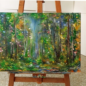 Claude Monet Inspired Forest Painting Original Nature Landscape Oil ...