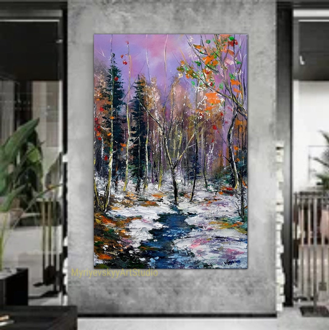 Forest Stream Winter Oil Painting Inspired by Claude Monet Forest ...