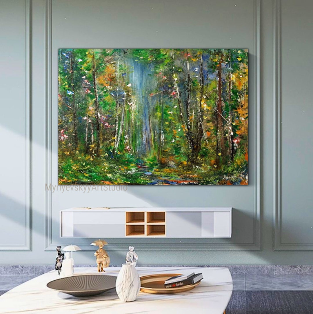 Claude Monet Inspired Forest Painting Original Nature Landscape Oil ...