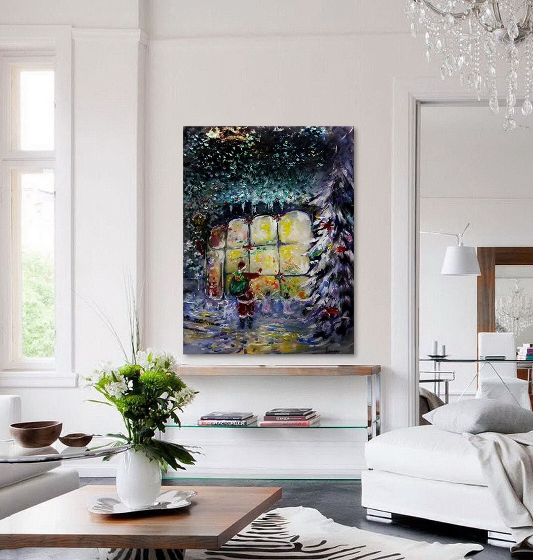 Santa Claus Christmas Little Angels Abstract Painting on Canvas ...