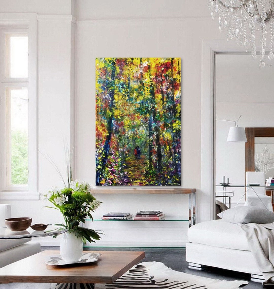Couple in Love Oil Painting, Original Artwork Nature, Autumn Park ...