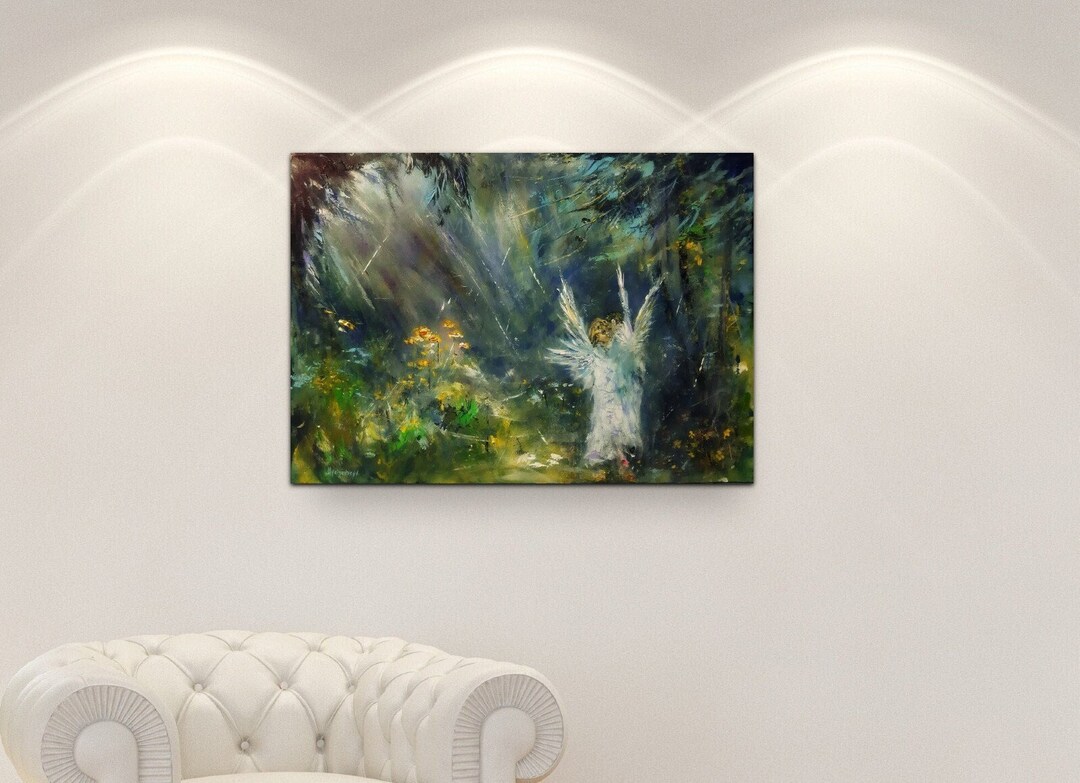 Original Angels in Paradise Painting, Beautiful Exquisite Abstract Art ...
