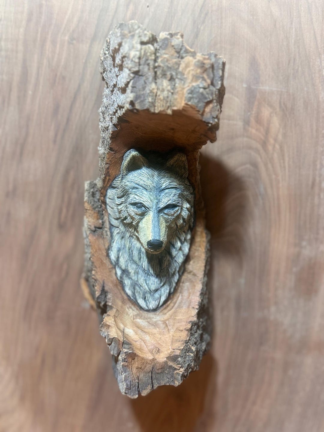 Wolf in Bark - Etsy