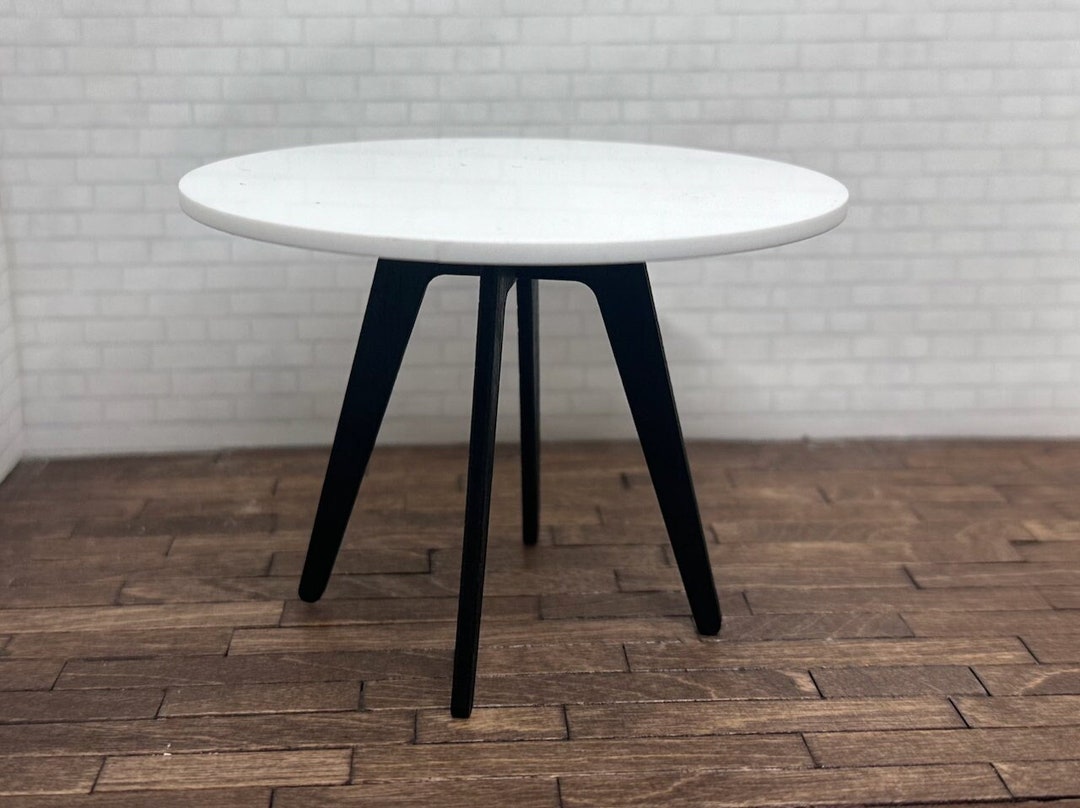 MINIATURE Modern Round Dining Table - Acrylic & Wood - Kitchen Table ...