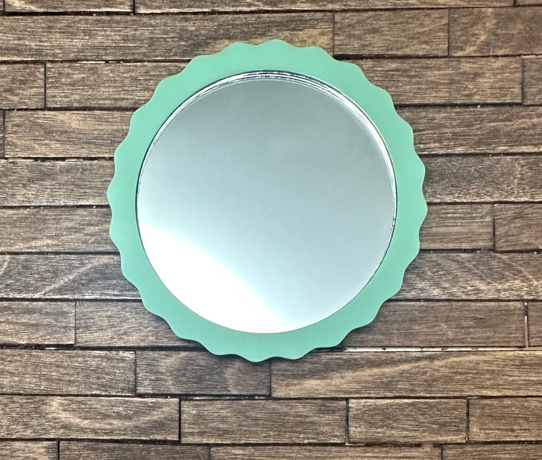 MINIATURE Modern Mint Green Round Mirror for Dollhouse - Scalloped - 1/ ...
