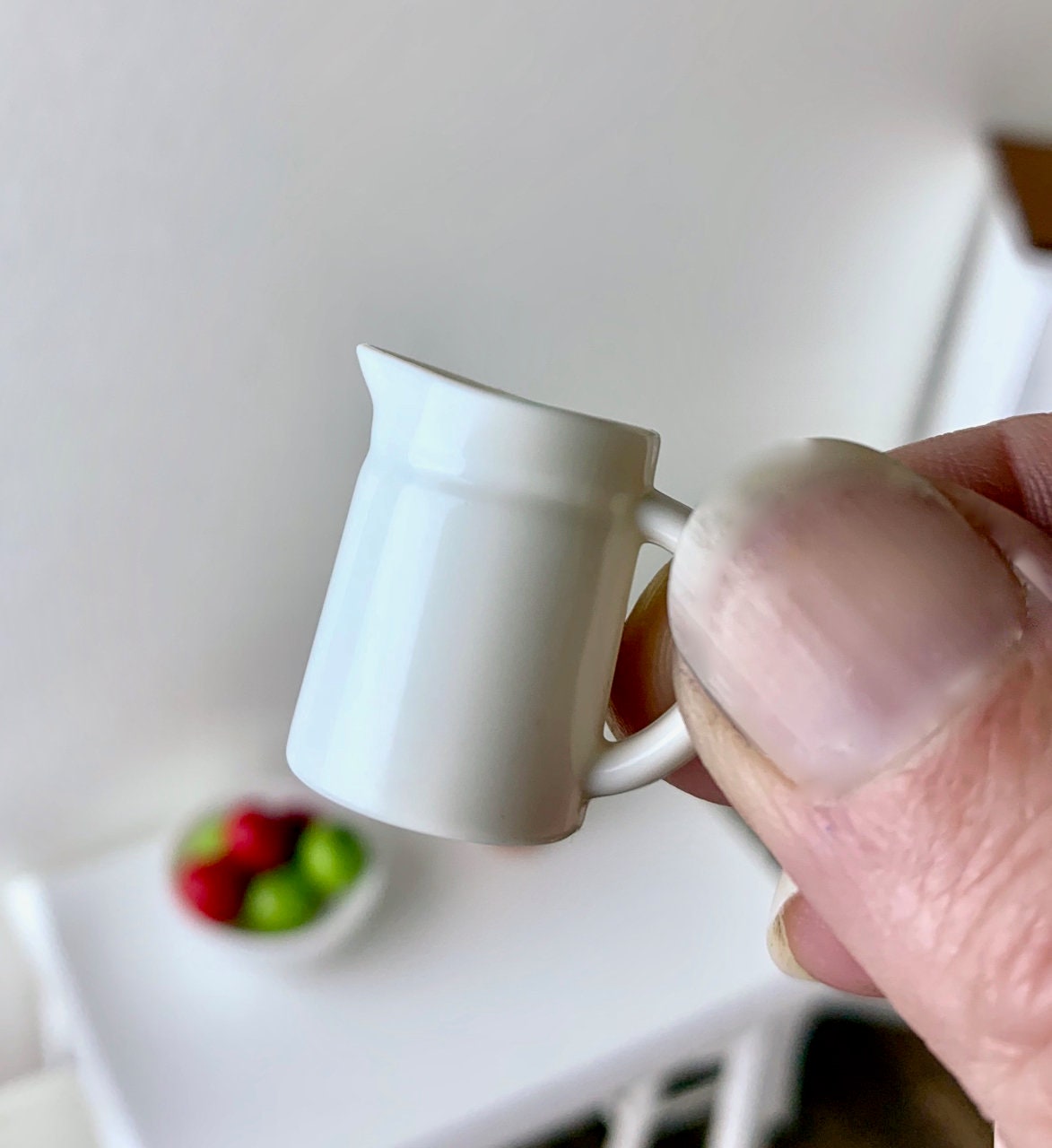 MINIATURE White Pitcher for Dollhouse - Kitchen Decor - Farmhouse ...