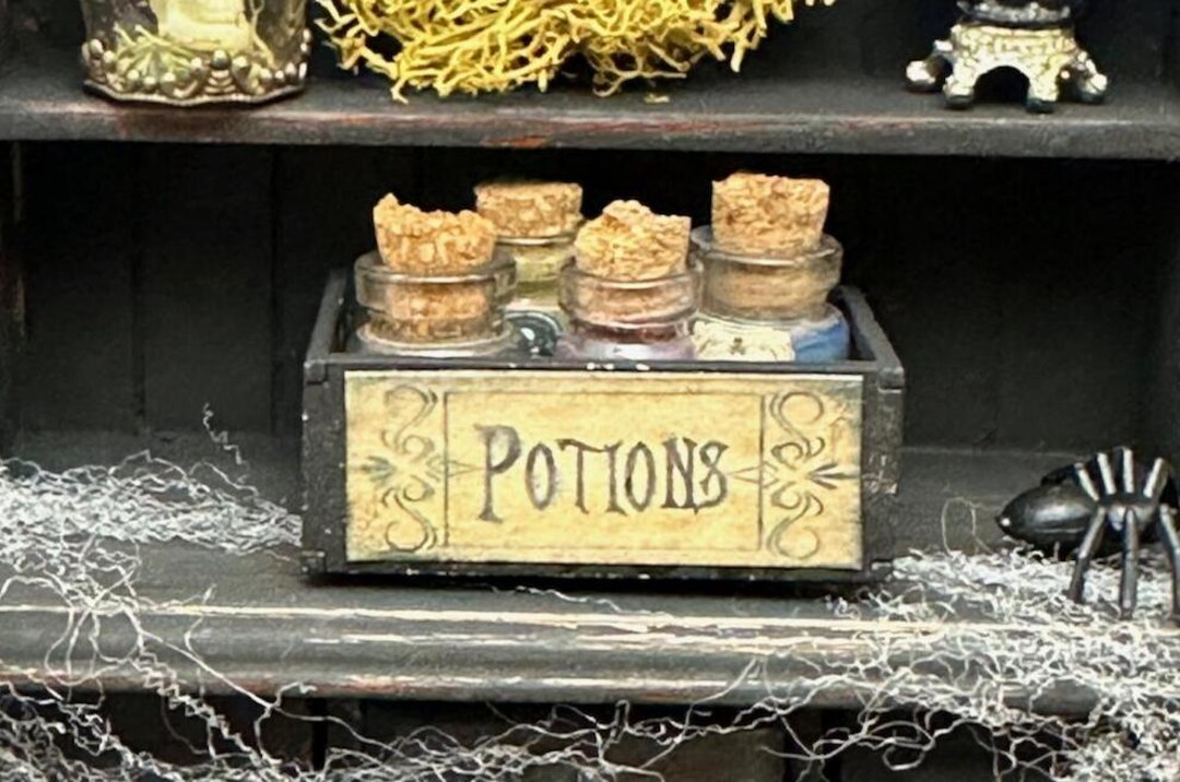 MINIATURE Halloween Potion Bottles - Apothecary Crate - 1:12 Scale ...
