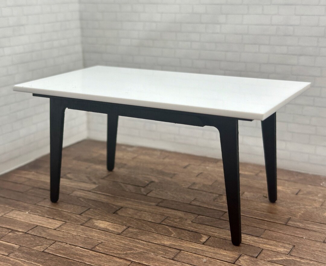 MINIATURE Modern Dining Table - Acrylic & Wood - Kitchen Table - Black ...