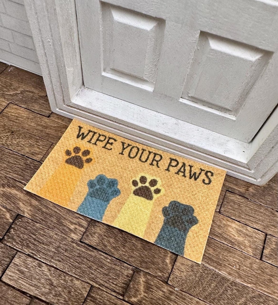 MINIATURE Cat Themed Door Mat for Dollhouse - Wipe Your Paws ...