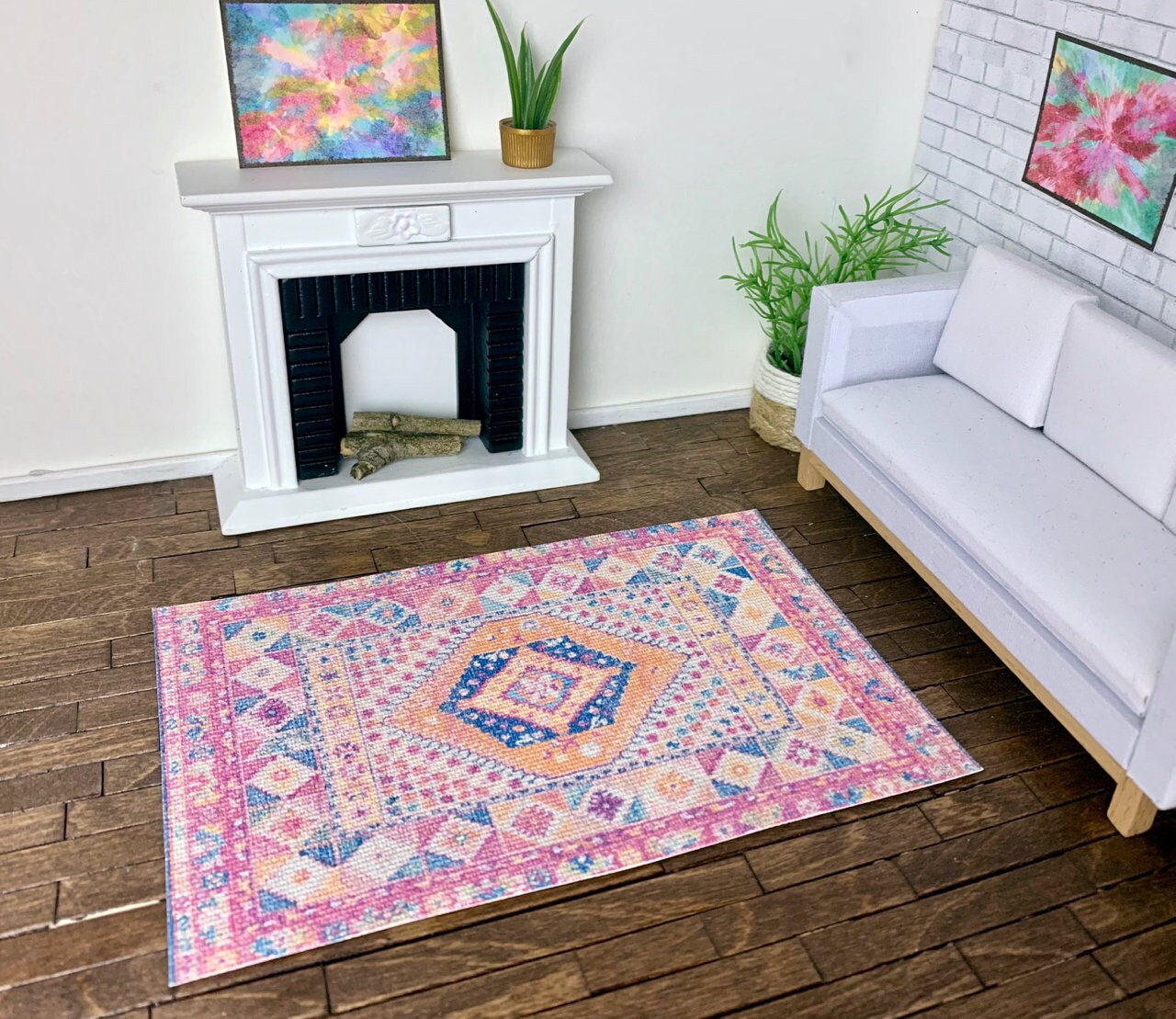 MINIATURE Area Rug for Dollhouse Oriental Design Dollhouse | Etsy