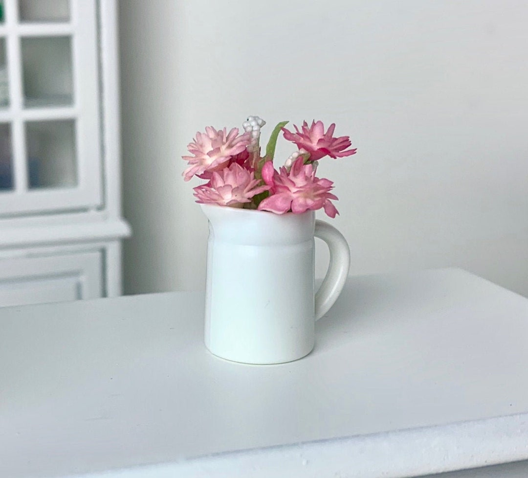 MINIATURE Spring Centerpiece - Pitcher With Flowers - Dollhouse Floral ...