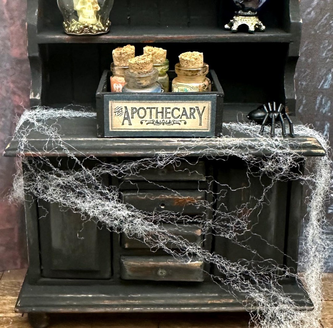 MINIATURE Halloween Apothecary Crate - Creepy Bottles - 1:12 Scale ...