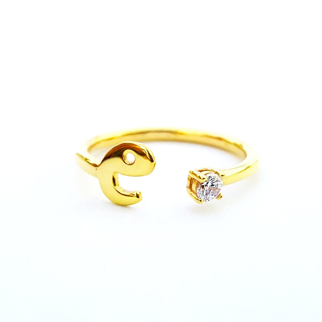 Custom Gold Initial Ring - Birthstone Ring - Personalized Ring - Letter ...