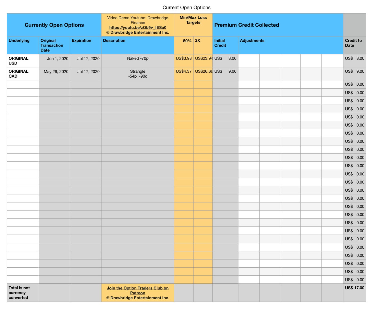 Quick Option Calculator and Currently Open Options Tracking - Etsy