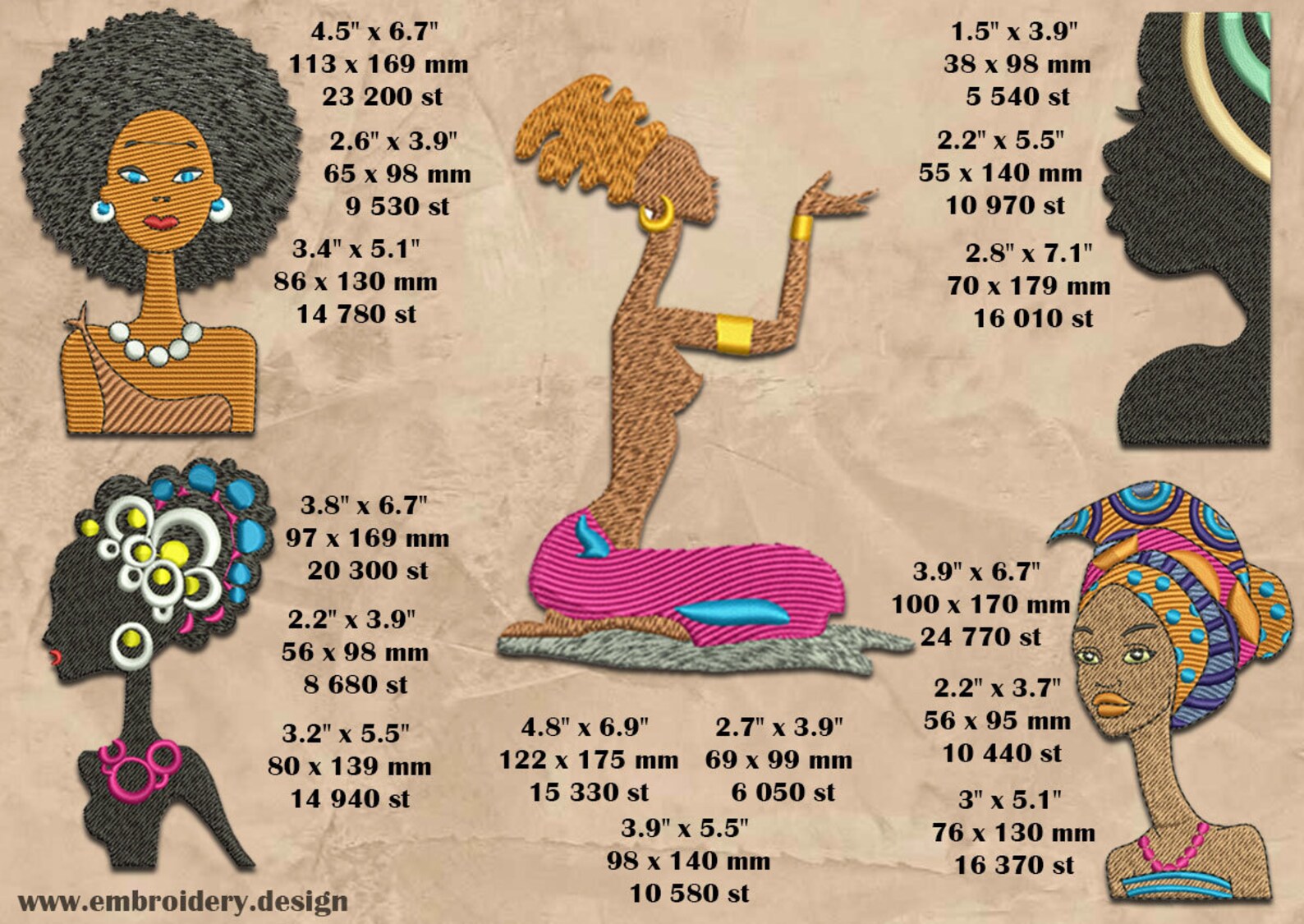 African Women Set embroidery designs pack 2 collection of | Etsy