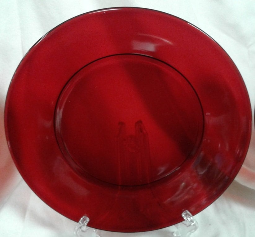 RUBY RED 7 3/4 Inch Round Plate Vintage Mid Century Modern - Etsy