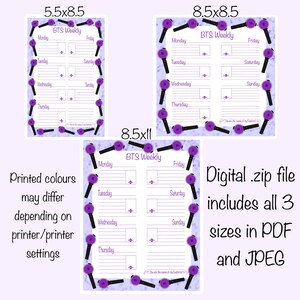 BTS WEEKLY PLANNER~ Kpop Digital Weekly Planner Pdf, Jpeg~printable ...