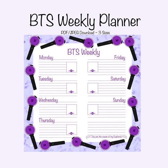 BTS WEEKLY PLANNER Kpop Digital Weekly Planner Pdf | Etsy