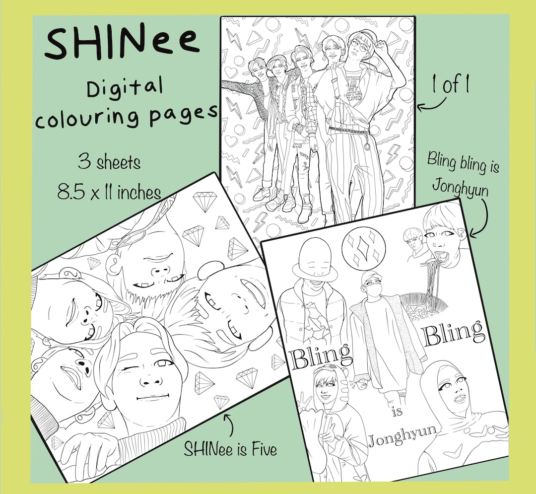 SHINEE COLORING Pages~digital Download, 3 Pages, Printable and Digital ...