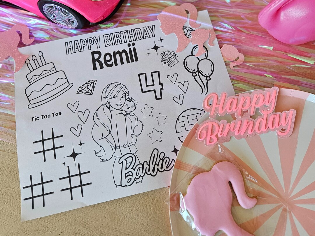 Decorations for Barbie Party Printable Barbie Placemat Personalized ...