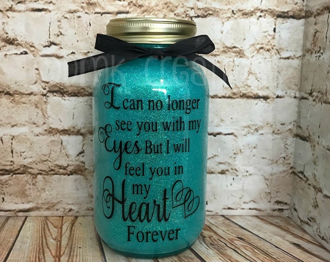 Memorial Glitter Mason Jar Light, Night Light, Memory Jar, Memorial Jar ...