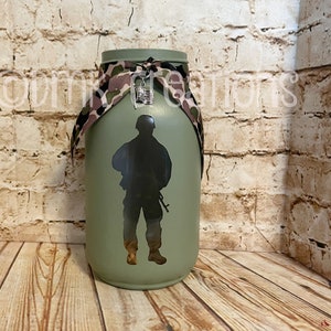 Military Soldier Painted Mason Jar Tea Light Candle Holder, Soldier ...