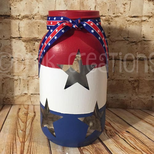 Patriotic Painted Mason Jar Tea Light Candle Holders Painted | Etsy