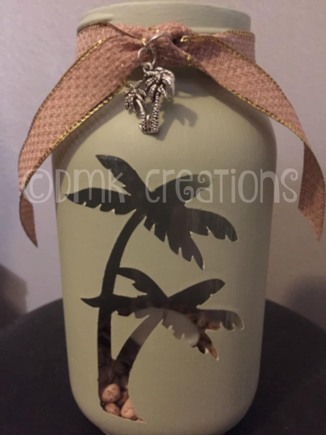 Palm Tree Painted Mason Jar Tea Light Candle Holder Palm - Etsy