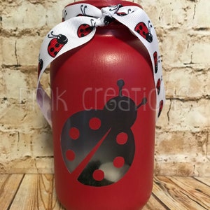 Ladybug Painted Mason Jar Tea Light Candle Holder, Ladybug, Painted ...