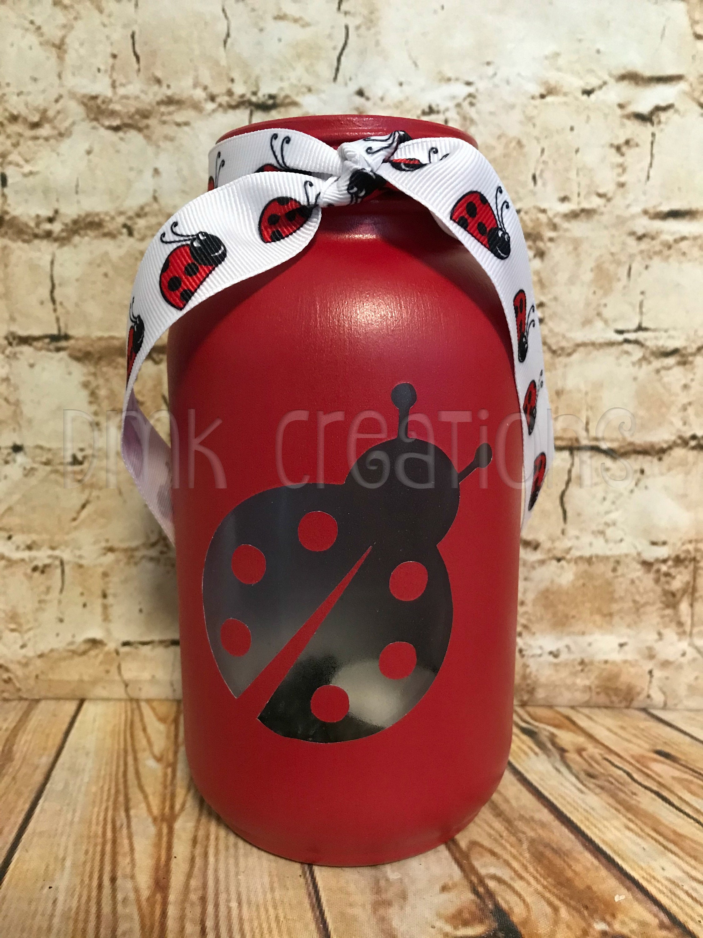 Ladybug Painted Mason Jar Tea Light Candle Holder ladybug | Etsy