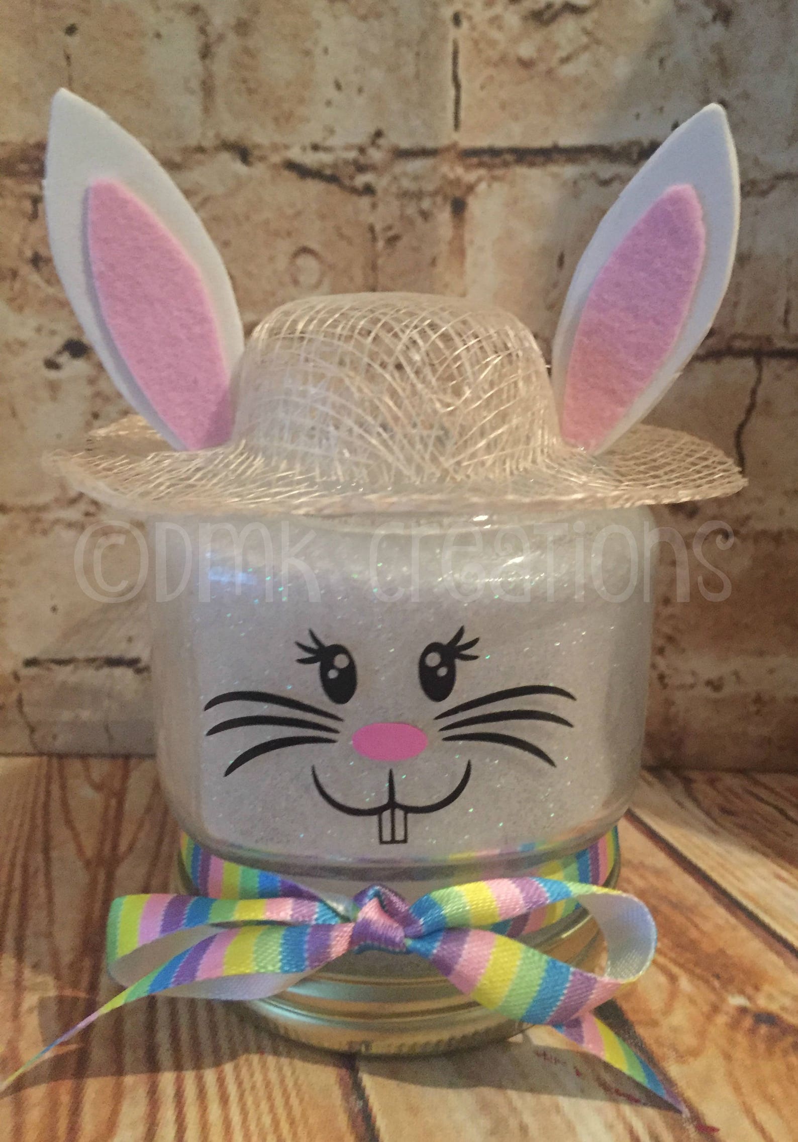 Easter Bunny Lighted Mason Jar, Mason Jar, Easter Bunny, Easter Bonnet ...