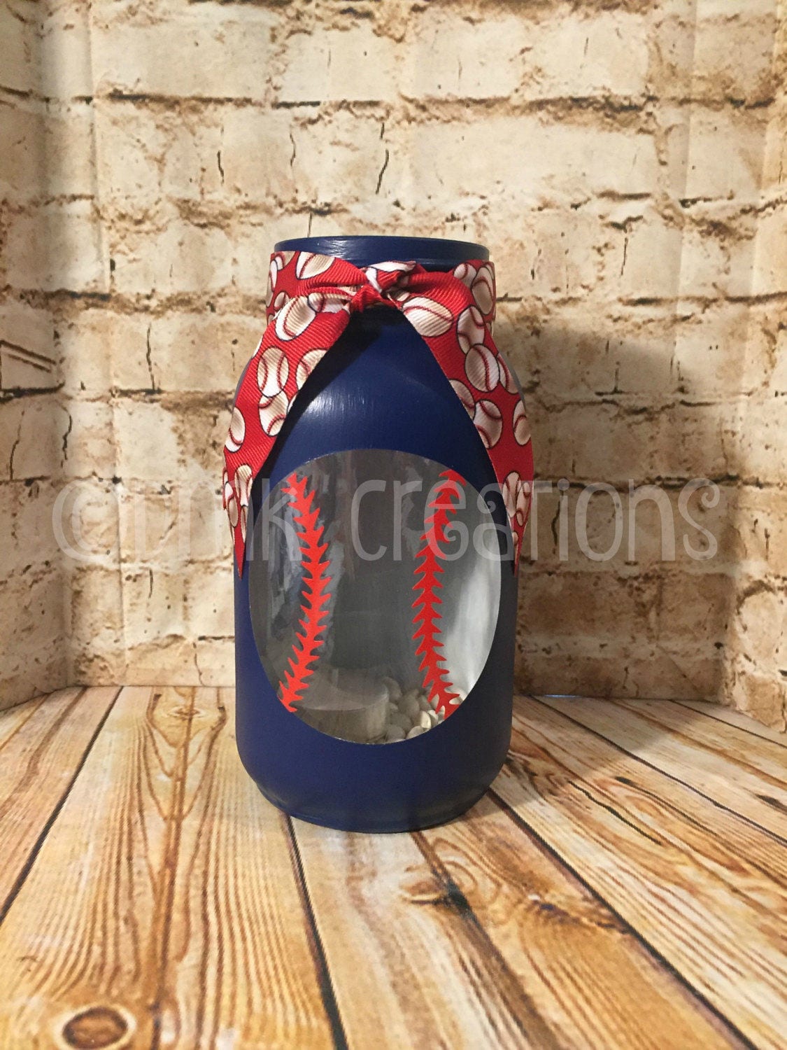 Baseball Painted Mason Jar Tea Light Candle Holder, Baseball, Painted ...