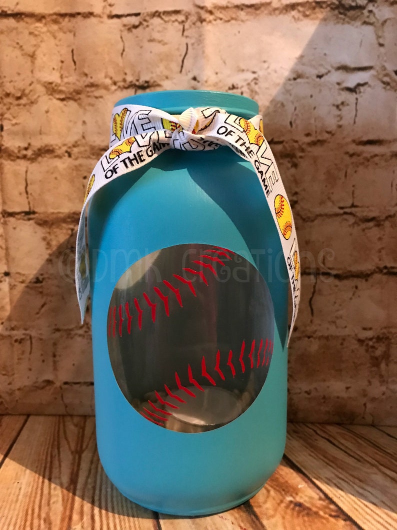 Softball Painted Mason Jar Tea Light Candle Holder Softball - Etsy