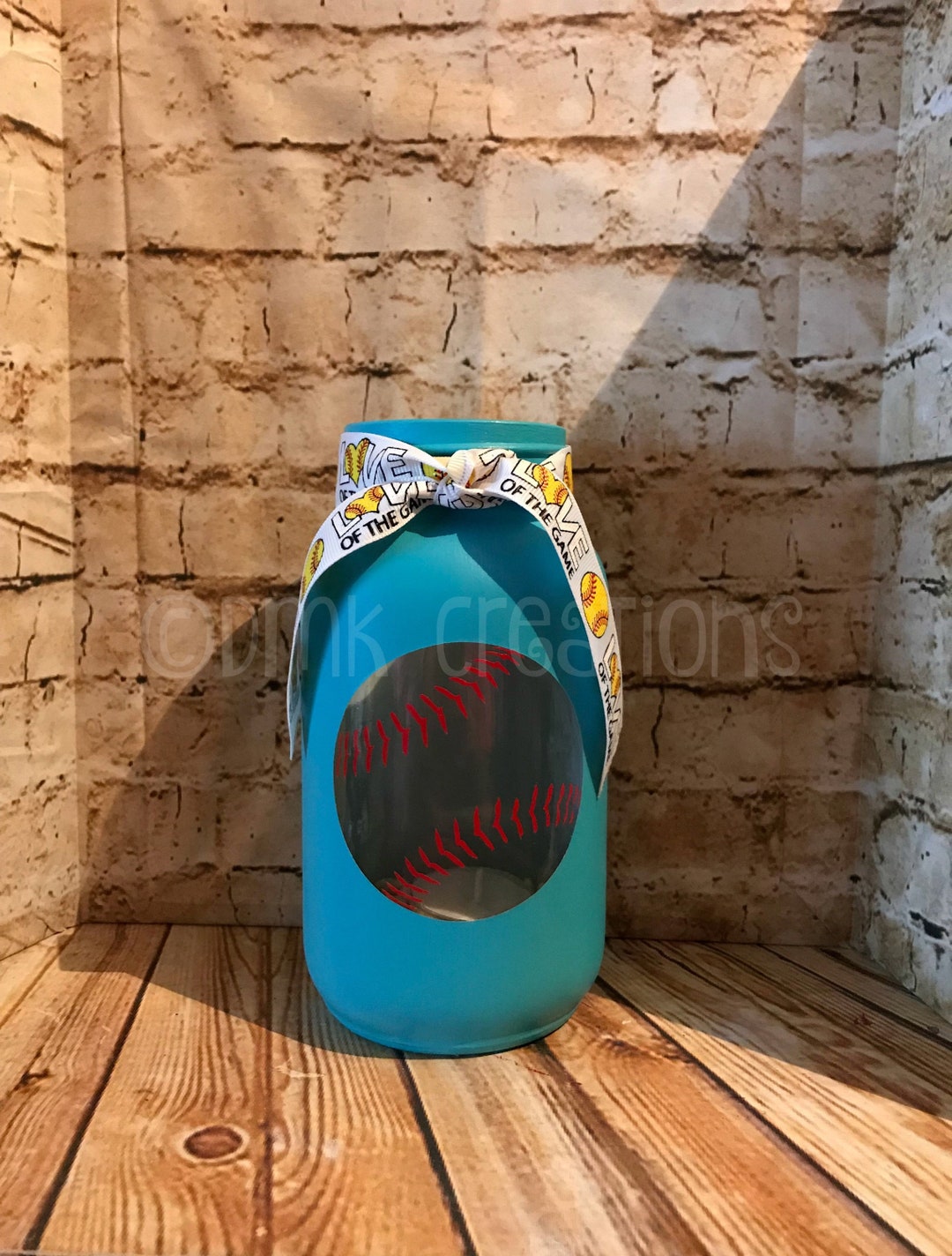 Softball Painted Mason Jar Tea Light Candle Holder, Softball, Painted ...