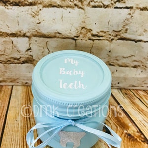 Baby Tooth Keepsake Painted Mason Jar , Baby Tooth Jar, Tooth Fairy Jar ...