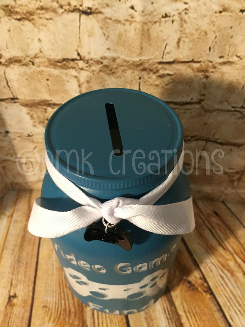 Video Game Fund Painted Mason Jar Bank, Video Game, Video Game Fund ...