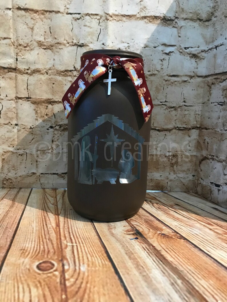 Nativity Scene Painted Mason Jar Tea Light Candle Holder | Etsy