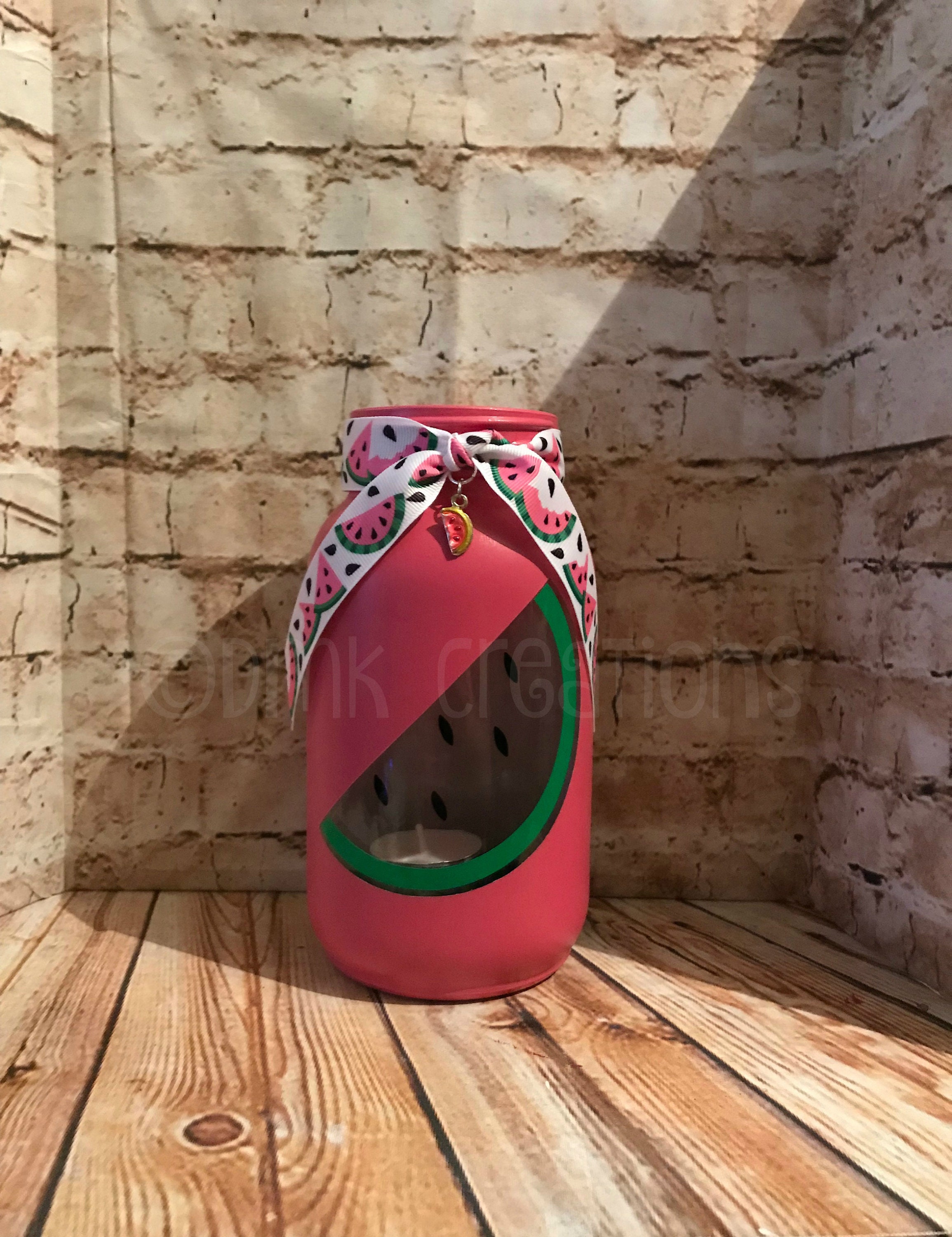 Watermelon Mason Jar Tea Light Candle Holder, Watermelon, Painted Mason ...