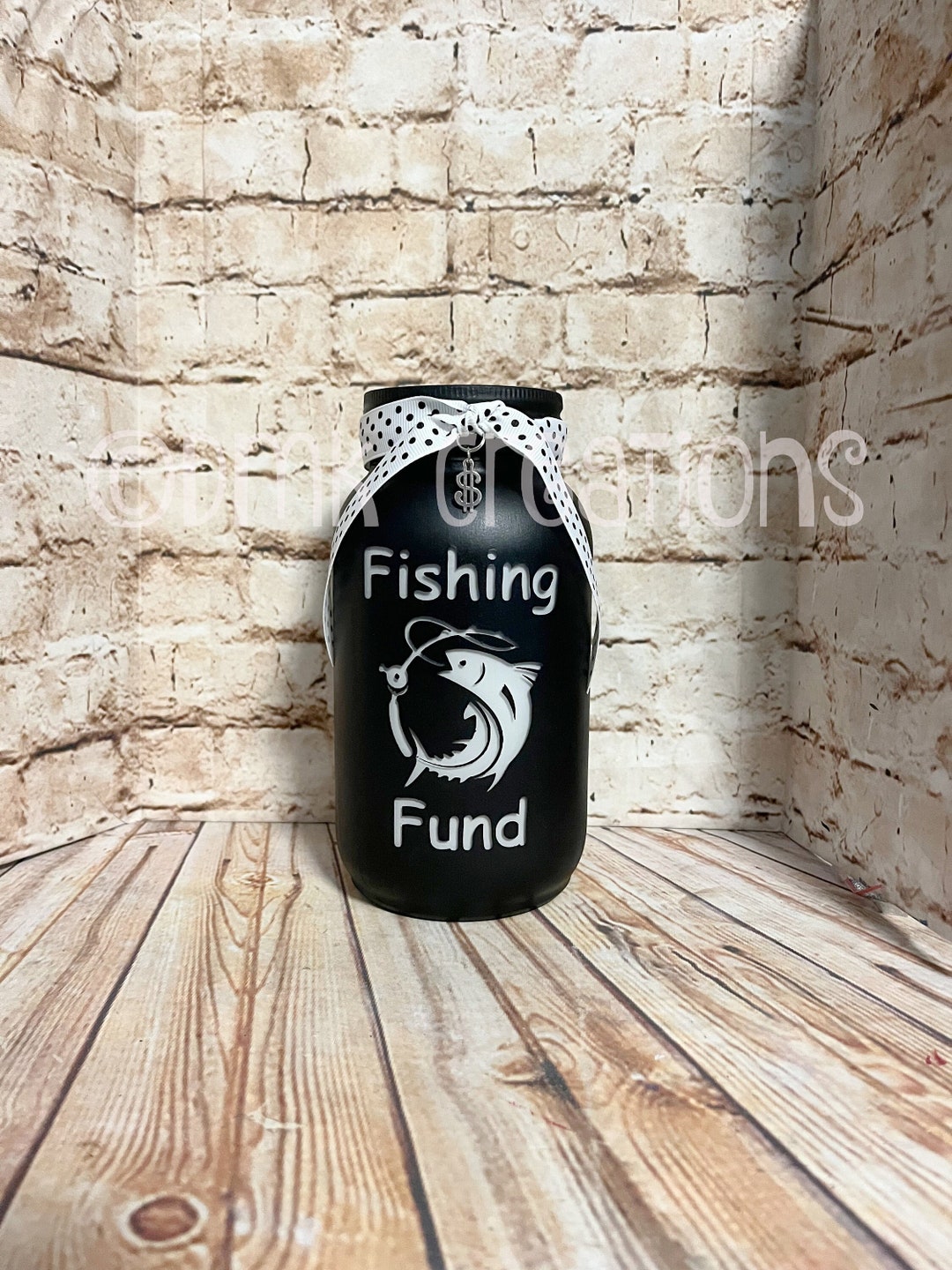 Fishing Fund Painted Mason Jar, Fishing Fund, Fund Bank, Bank, Piggy ...
